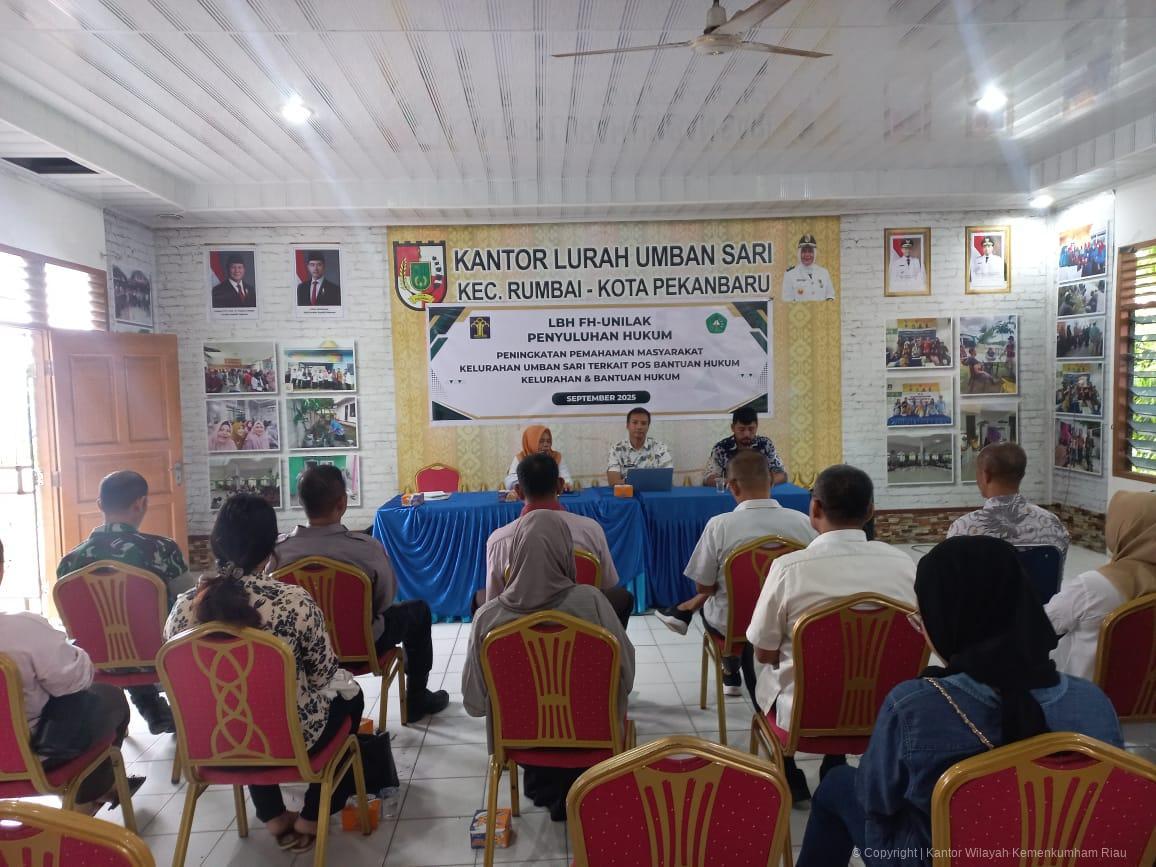 Sosialisasi Posbakum di Umban Sari, Kemenkum Riau Tegaskan Komitmen Hadirkan Keadilan Merata